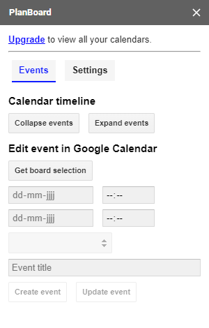 PlanBoard - Google Calendars in a spreadsheet
